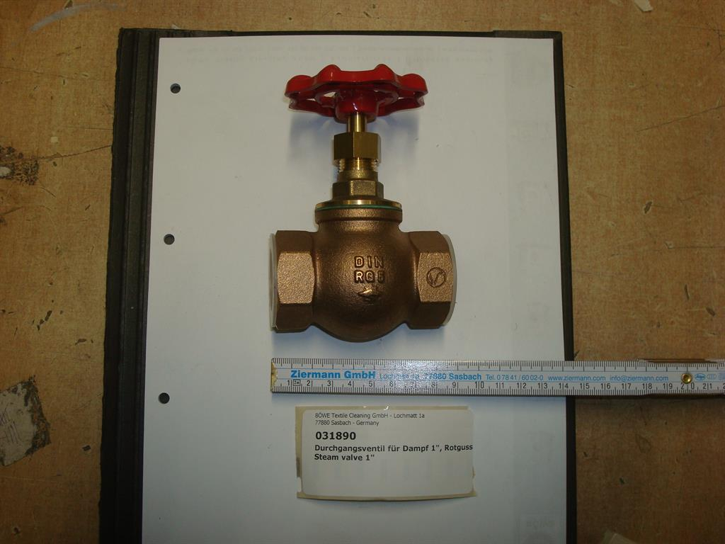 BÖWE Webshop - Steam hand valve,DN25,1",red brass,w.teflon gasket+hand ...