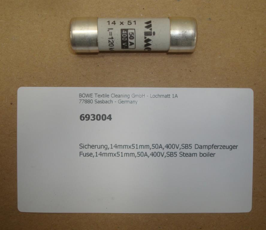 BÖWE Webshop - Fuse,14mmx51mm,50A,400V,SB5 Steam boiler