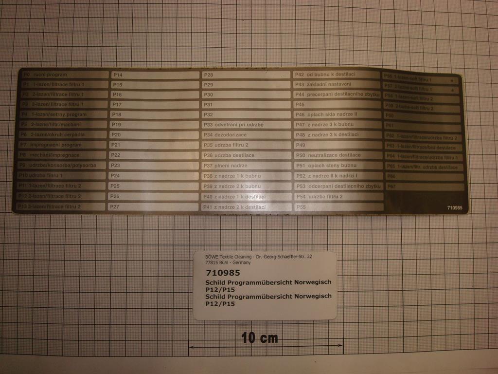 BÖWE Webshop - Schild,Programmübersicht,Norwegisch, P12,P15,Aufkleber