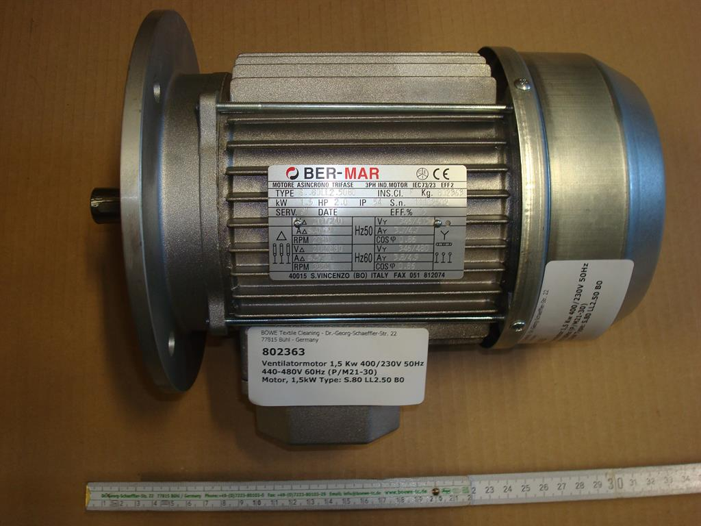 BÖWE Webshop - Fan motor, 1,5kW, 400/230V 50Hz 440-480V 60Hz P/M 21-26-30