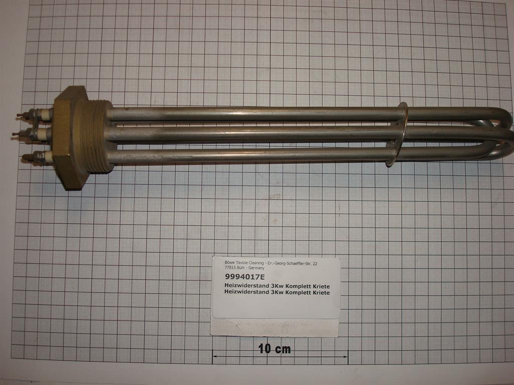BÖWE Webshop - Heating element,3KW,230/400V,300mm,complete Kriete steam ...